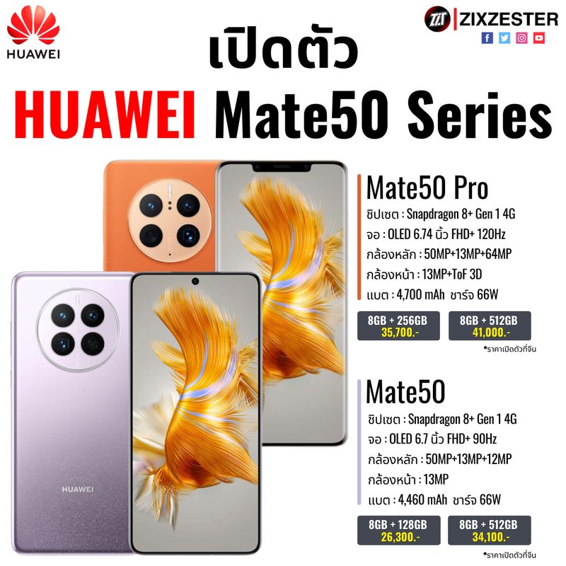 [ZZT Zixzester ] #ZZTnews เปิดตัว #HUAWEIMate50Series มือถือเรือธง สเปคกล้องระดับโปร ปรับรูรับ ...
