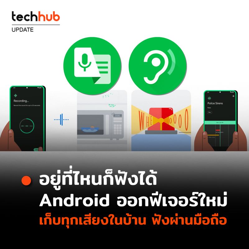 [Techhub] อยู่นอกบ้านก็ฟังได้ Android เปิดฟีเจอร์บันทึกเสียง แจ้งเตือนเมื่อภัยมา ออกแบบมาเพื่อ ...