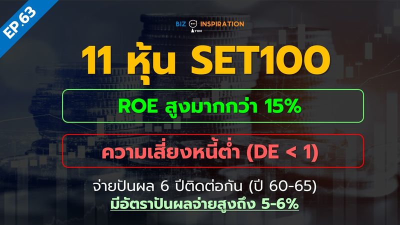 [iYom Biz + Inspiration] EP63 : 11 หุ้น SET100 ROE มากกว่า 15% ความเสี่ยงหนี้ต่ำ / จ่ายปันผล 6 ...