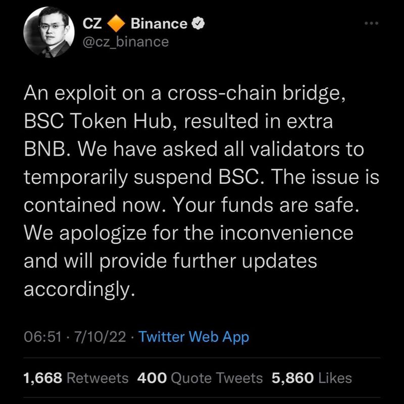 [ณัฐมาคุย] Binance Chain ถูกแฮ็ก คนร้ายหลอกพิมพ์เงินไปได้มูลค่ากว่า 560