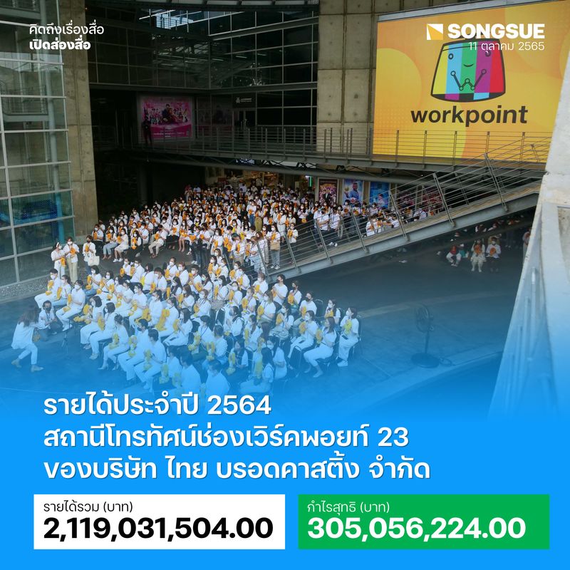 [ส่องสื่อ] เปิดรายได้เจ้าของช่องเวิร์คพอยท์ 23 ประจำปี 2564 – โกยรายได้ไปกว่า 300 ล้านบาท ...