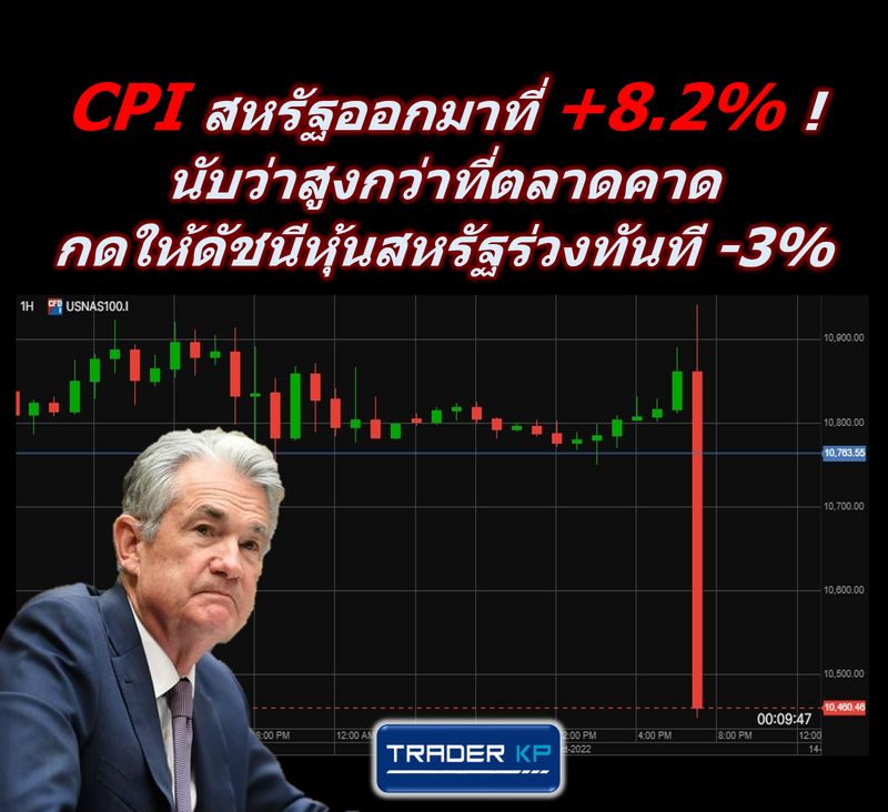 [ทันโลกกับ Trader KP] ⚠️[BREAKING]⚠️ CPI สหรัฐออกมาที่ +8.2% ! นับว่าสูงกว่าที่ตลาดคาด กดให้ ...