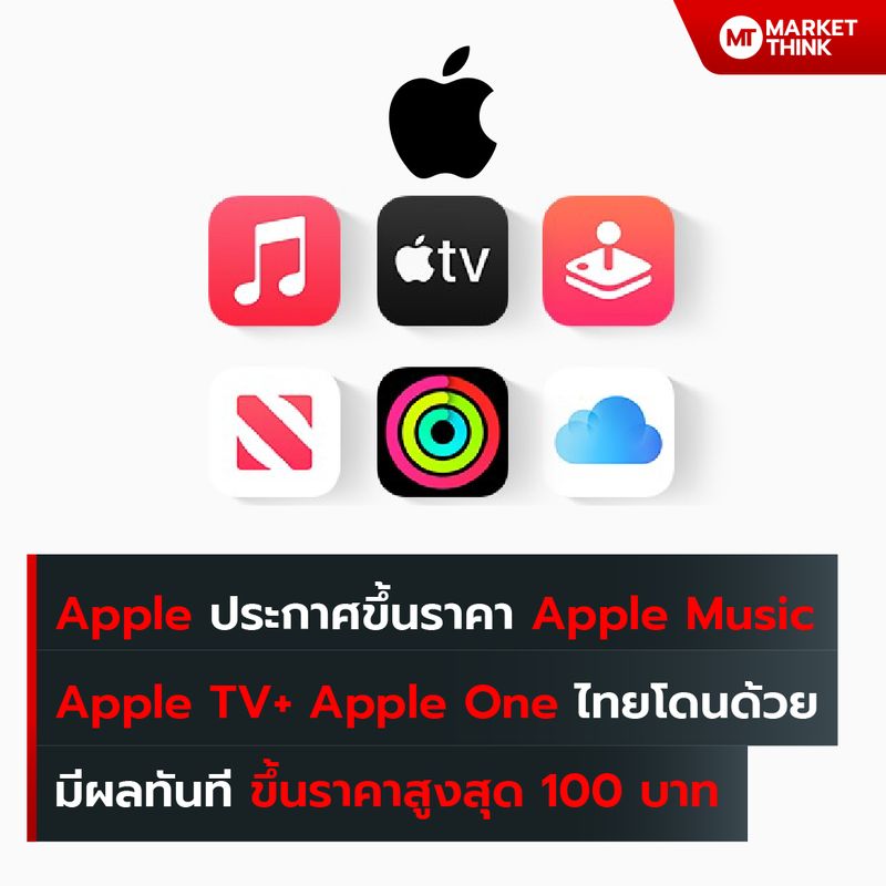 [MarketThink] Apple ประกาศขึ้นราคา Apple Music Apple TV+ Apple One ไทยโดนด้วย มีผลทันที ขึ้นราคา ...