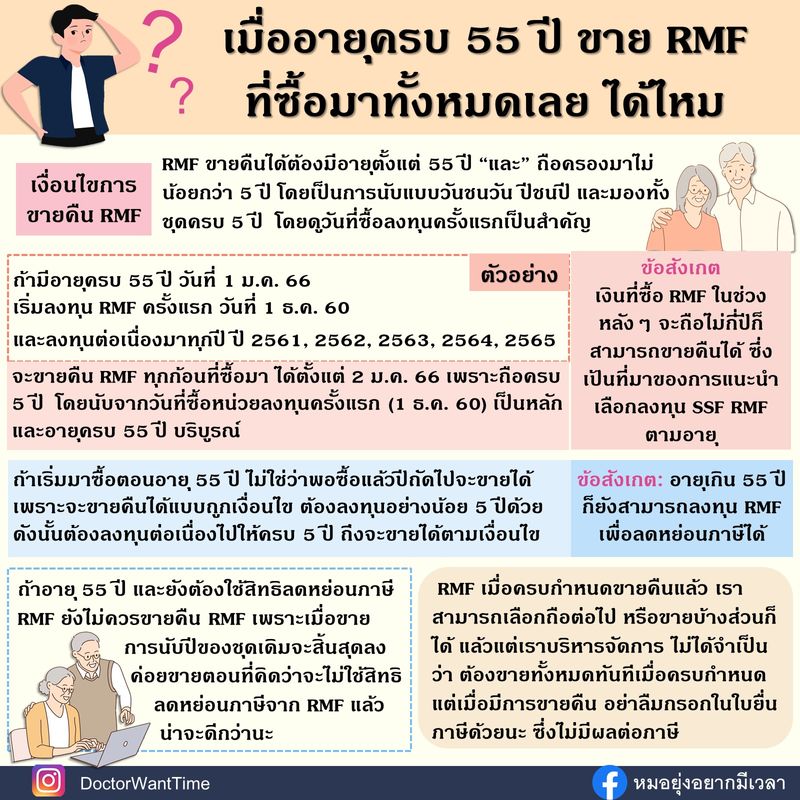 [DoctorWantTime] อายุ 55 ปี ขาย RMF ที่ซื้อมาทั้งหมดเลย ได้ไหม มาอ่านกัน.. มารู้จักเงื่อนไขของ ...