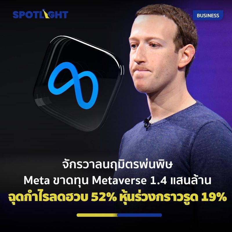 [SPOTLIGHT] 📌เป็นขาลงต่อเนื่องจริงๆ สำหรับ ‘Meta’ บริษัทแม่ของโซเชียลมีเดียยักษ์ใหญ่ ‘Facebook ...