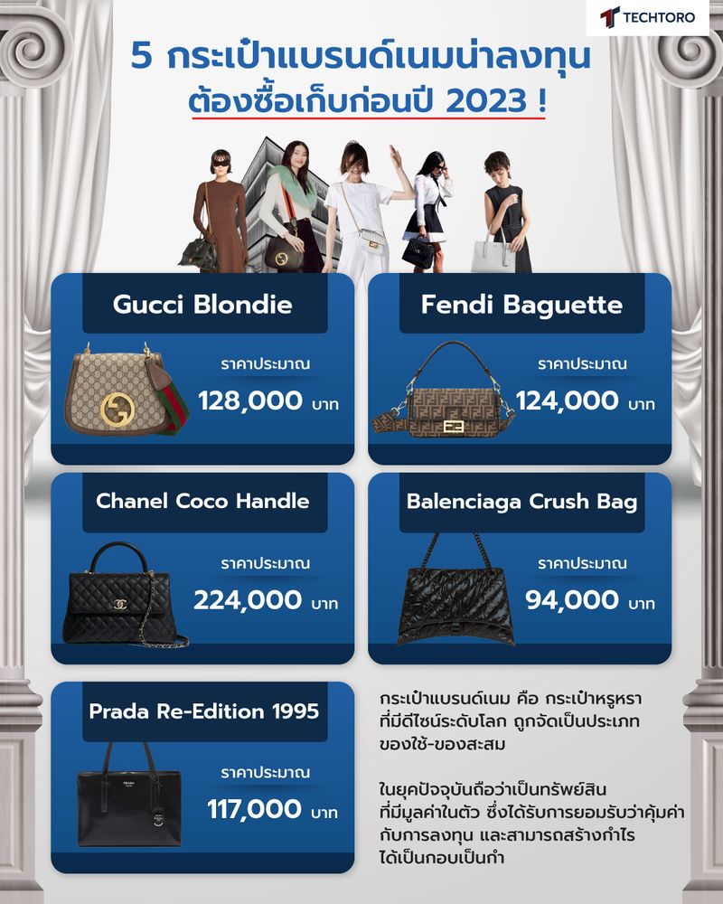 [TechToro] 5 กระเป๋าแบรนด์เนมน่าลงทุน ต้องซื้อเก็บก่อนปี 2023 ! 😍🥳 1. Gucci Blondie กระเป๋าถือ ...