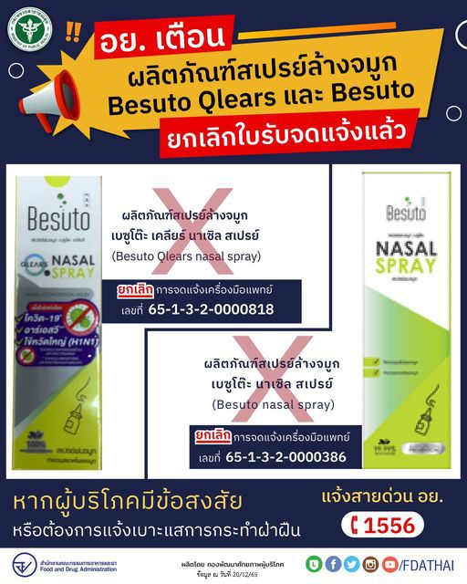 [fdathai] ผลิตภัณฑ์ เบซูโต๊ะ เคลียร์ นาเซิล สเปรย์ (Besuto Qlears nasal ...