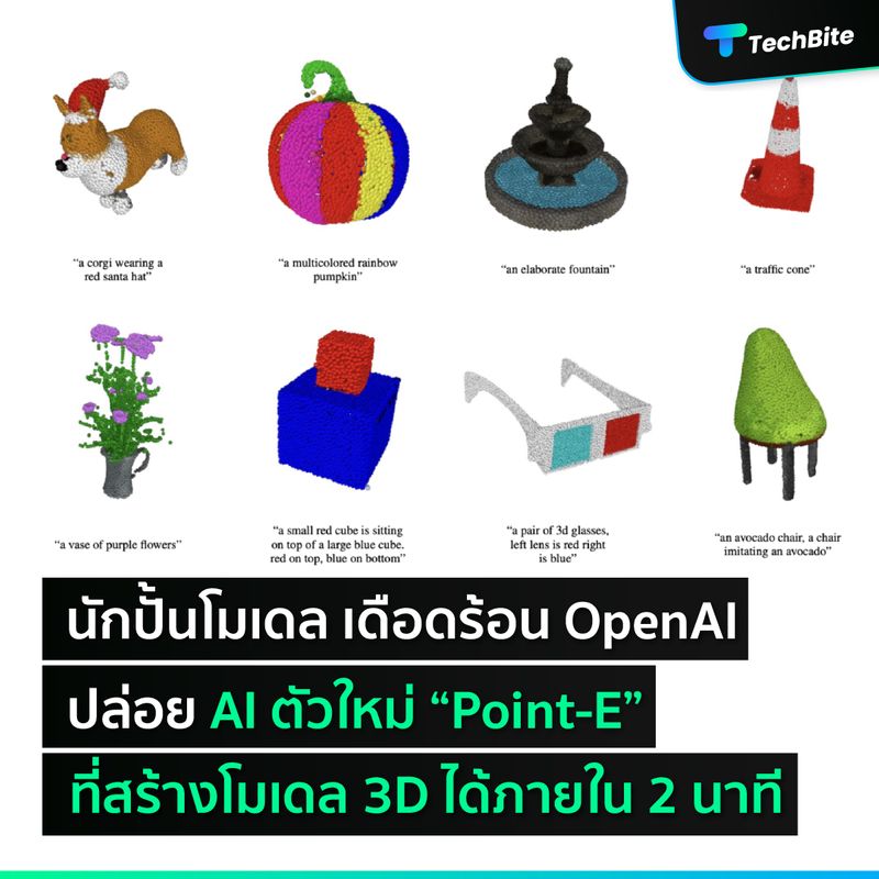 [TechBite] นักปั้นโมเดล เดือดร้อน OpenAI ปล่อย AI ตัวใหม่ “Point-E” ที่สร้างโมเดล 3D ได้ภายใน 2 ...