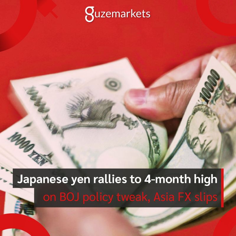 [Guze Markets] The yen jumped 2.7% to 133.14 - its strongest level against the dollar in four ...
