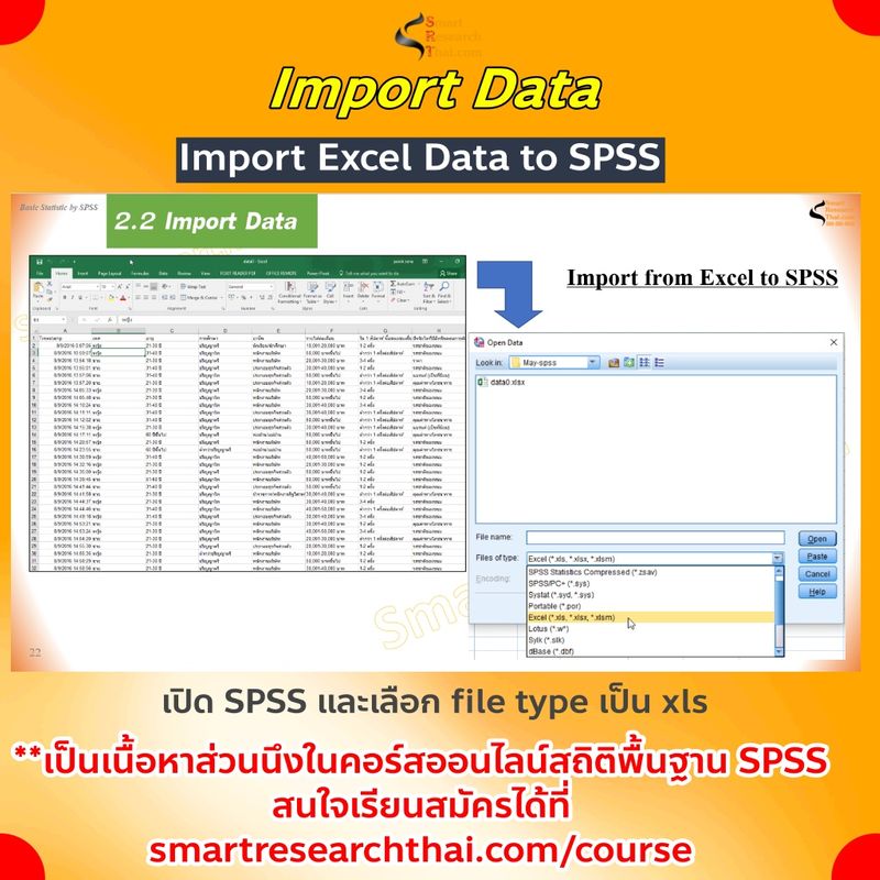 [SmartResearchThai] 🔸️Stat Summary🔸️ 👉การ Import Data จาก Excel to SPSS ...