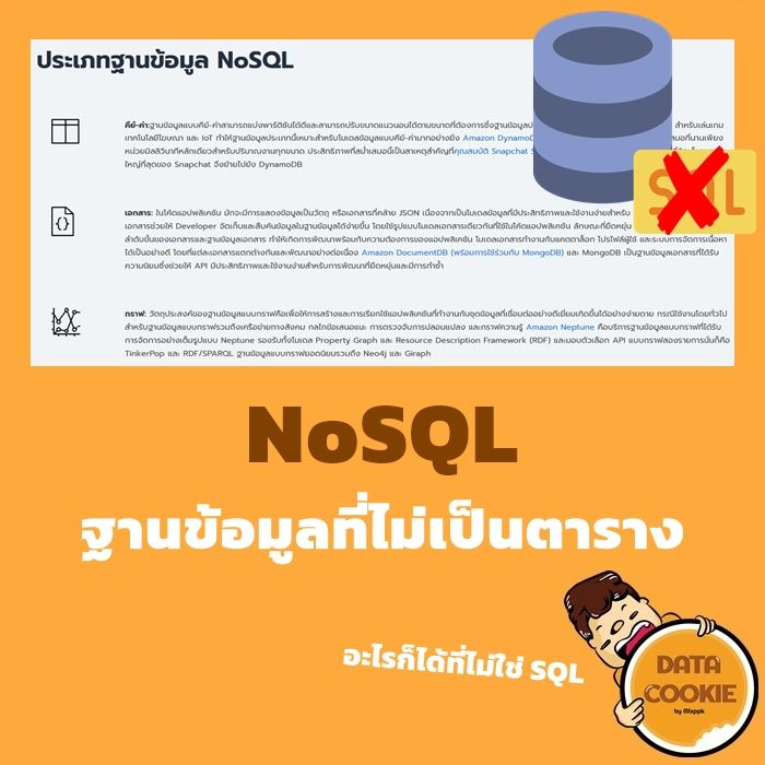 [Datacookie] #NoSQLฐานข้อมูลที่ไม่เป็นตาราง มีข้อมูลก็ต้องมีที่ให้เก็บข้อมูล หรือ เรียกกันว่า ...