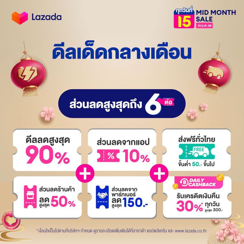 [ดินแดนแห่งการป้ายยา] สรุปโปร 1.15 Lazada Mid Month Sale > https://bit.ly/115Month