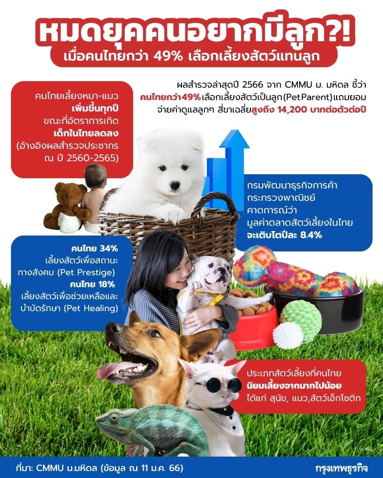 [กรุงเทพธุรกิจ] ผลสำรวจชี้ คนไทยกว่า 49% เลือกเลี้ยงสัตว์เป็นลูก ใครมี ...