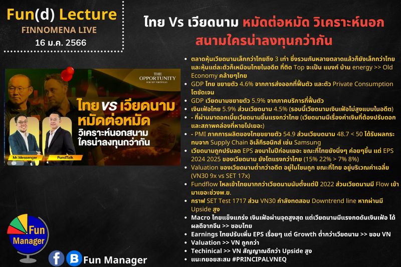 [Fun Manager] สรุปFinnomenaLIVE 16 ม.ค. #FundLecture ไทย Vs เวียดนาม ...