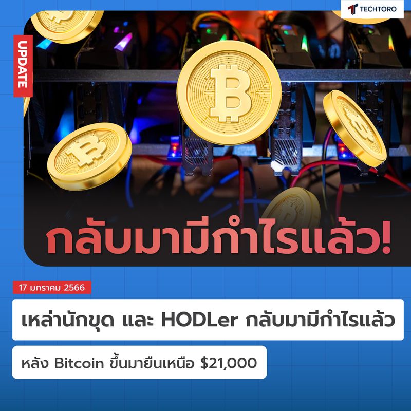 [TechToro] เหล่านักขุด และ HODLer กลับมามีกำไรแล้ว หลัง Bitcoin ขึ้นมายืนเหนือ $21,000 😍🥳 🚀กลาส ...