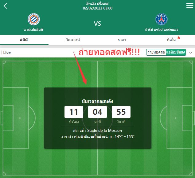 [thscore] มงต์เปลลิเย่ร์ VS ปารีส แซงต์ แชร์กแมง ลีกเอิง ฝรั่งเศส 02-02 ...