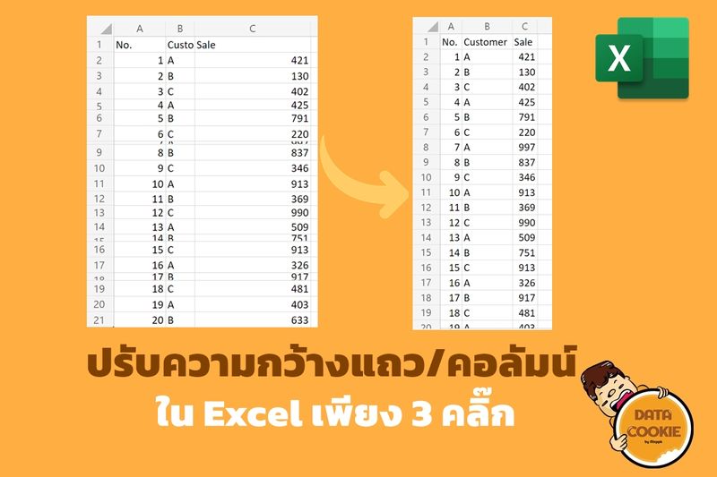 [Datacookie] #ปรับความกว้างแถวหรือคอลัมน์ในExcelเพียง3คลิ๊ก 👉👉👉 แอดคุ้กกี้🍪จะมาแชร์ทริคการ #ปรับ ...