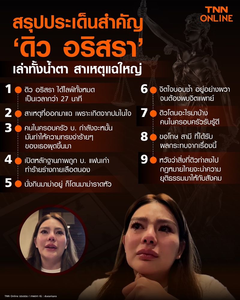 [TNN ONLINE] "ดิว อริสรา" ร่ำไห้เคลียร์ทุกข้อสงสัย เผยภาพเคยถูกทำร้าย https://tnnthailand.com ...