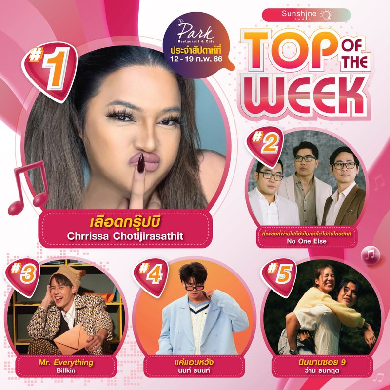 [SUNSHINE RADIO] ☀️Chart Sunshine Top of the week☀️ ประจำสัปดาห์ที่ 12-19 ก.พ. 2566 🌴ดูอันดับ ...