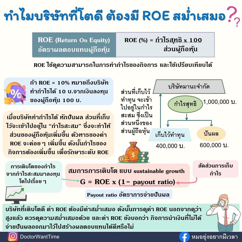 [DoctorWantTime] ทำไมบริษัทที่โตดี ต้องมี ROE สม่ำเสมอ ROE เป็น ...