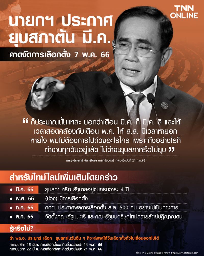 [TNN ONLINE] #เลือกตั้ง2566 นายกฯประกาศแล้ว "ยุบสภา" ความเป็นไปได้ช่วงต้นเดือนมีนาคมนี้ อ่าน ...