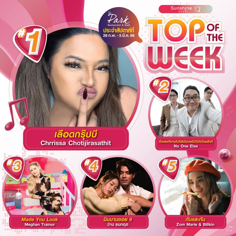 [SUNSHINE RADIO] ☀️Chart Sunshine Top of the week☀️ ประจำสัปดาห์ที่ 26 ก.พ.- 5 มี.ค. 2566 🌴ดู ...