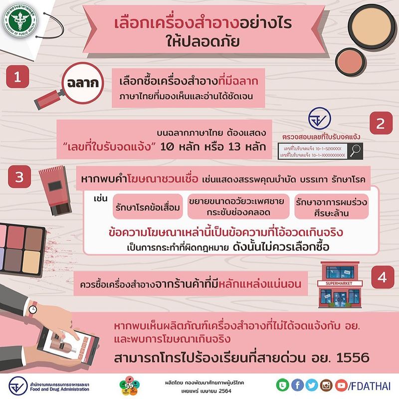 [fdathai] เลือกเครื่องสำอางอย่างไรให้ปลอดภัย สามารถติดตามบทความและข้อมูลอ้างอิงต่อได้ที่นี่ ...