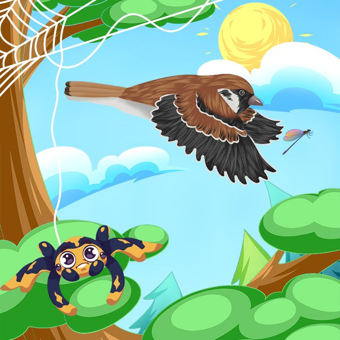[Story's Story ] The Sparrow and the Spider A hungry spider sat watching a sparrow, that was ...