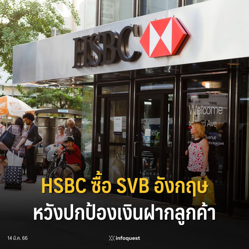 [InfoQuestNews - สำนักข่าวอินโฟเควสท์] HSBC รุกซื้อกิจการ SVB ในอังกฤษ หวังปกป้องเงินฝากลูกค้า ...