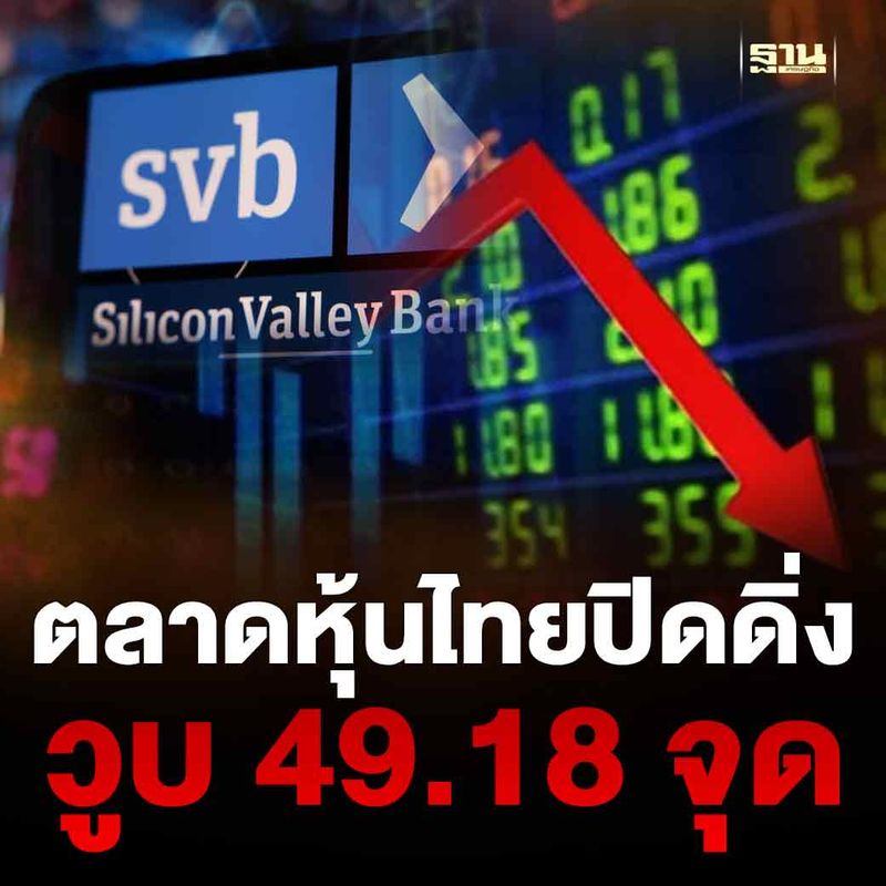 [ฐานเศรษฐกิจ_Thansettakij] ตลาดหุ้นไทยปิดดิ่งวูบ 49.18 จุด ผวา SVB ล้มกระทบวงกว้าง ดัชนีตลาดหุ้น ...