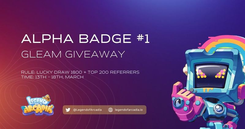 [Airdrops Hunter] #Arcadia Alpha Badge #1 #Giveaway 🪂 ⏰ Time: 13th ...