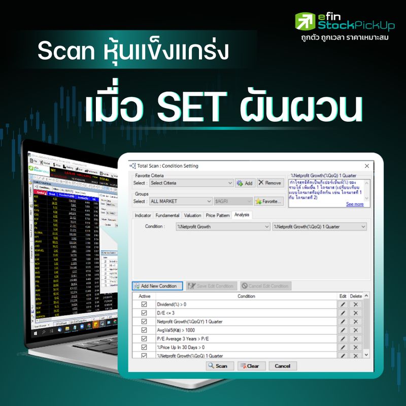 [efin StockPickUp] Scan หุ้นแข็งแกร่ง เมื่อ SET ผันผวน บทความนี้จะสอนวิธีการใช้เครื่องมือ Total ...