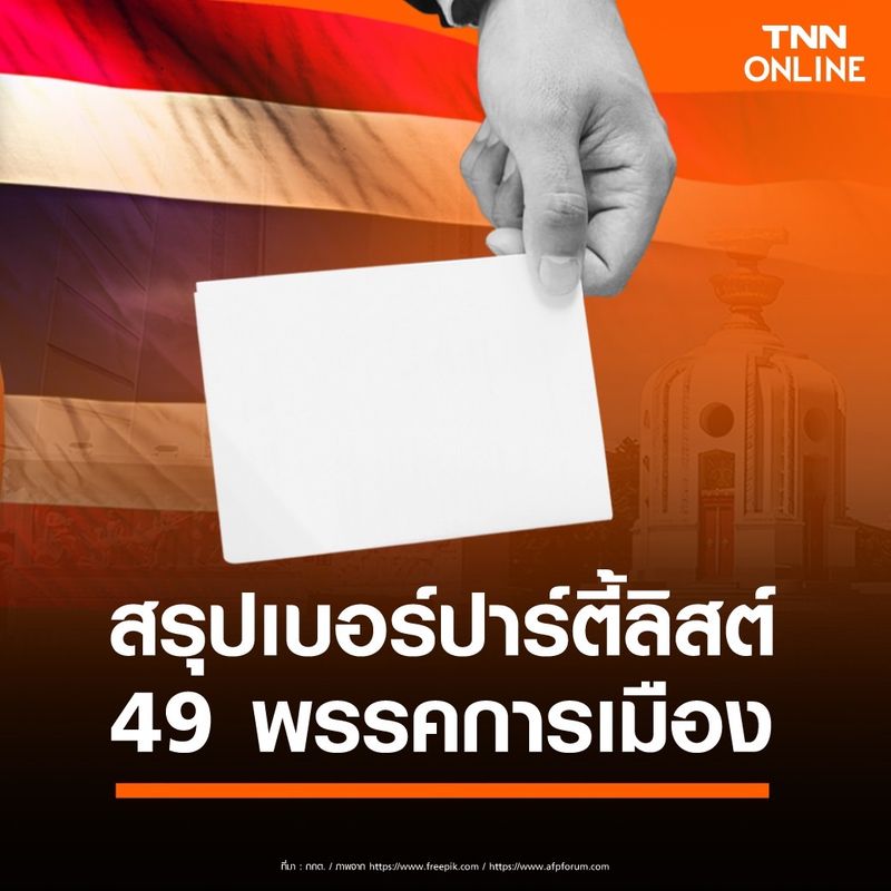 [TNN ONLINE] เลือกตั้ง 2566 เช็กเลย! เบอร์พรรคการเมืองล่าสุด เพื่อไทย 29-รทสช.22 อ่านเพิ่มเติม ...