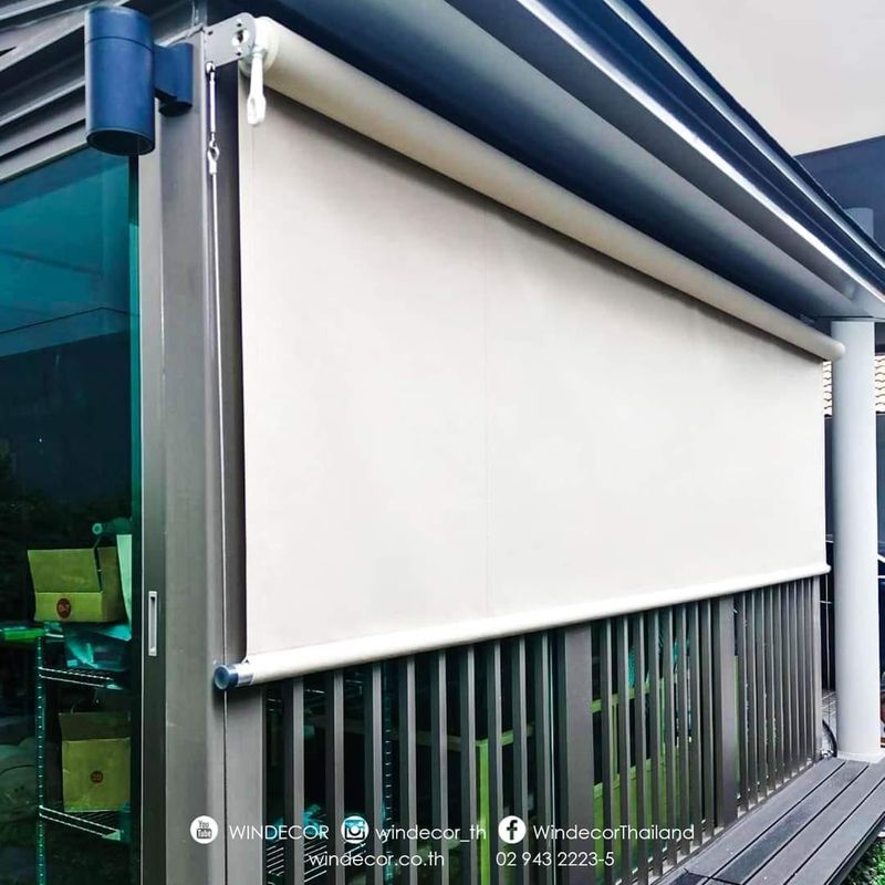 [เจ้าเนิฟ x Windecor] Taro ม่านม้วนแนวดิ่ง สลิงประคองข้าง เหมาะสำหรับติดตั้งภายนอกอาคาร กันแดดลด ...
