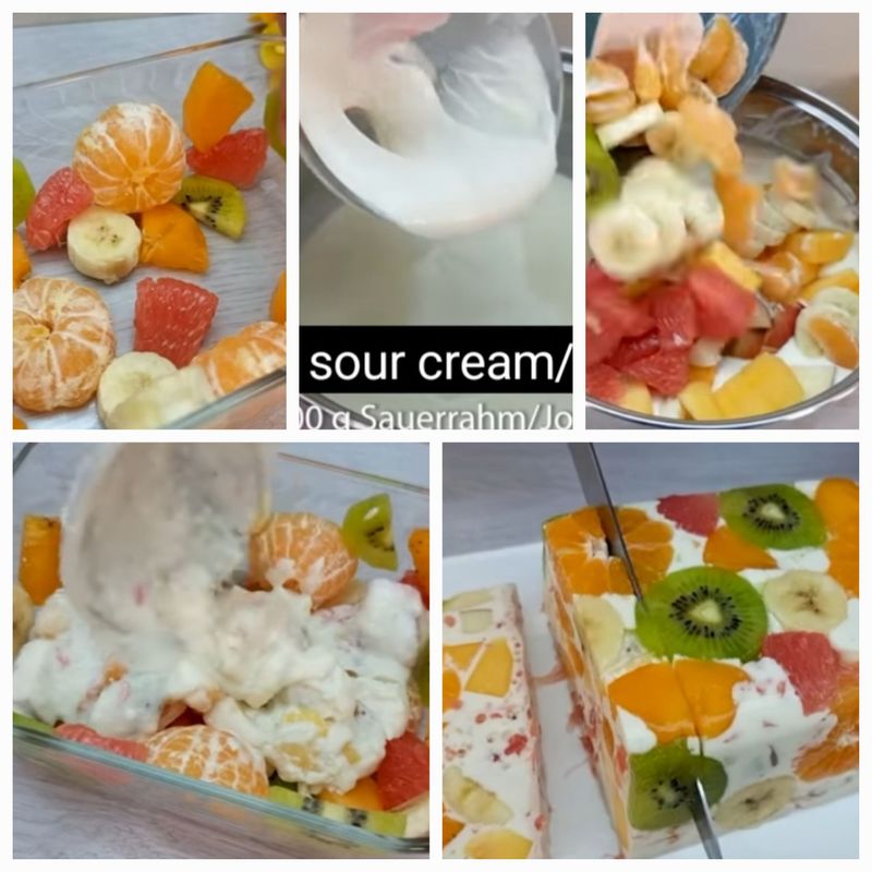 [Everythinghobby] เค็กโยเกิร์ตนมสดผลไม้รวม ทำง่าย รับประทานเย็น ๆ คลายร้อนได้เป็นอย่างดี กินได้ ...