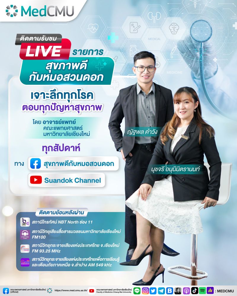 [MedCMU] ขอเชิญติดตามรับชม LIVE รายการ "สุขภาพดีกับหมอสวนดอก"