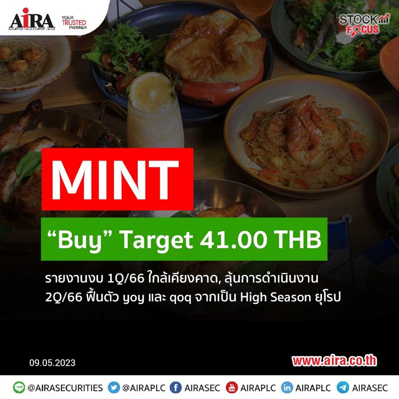 [AIRA SECURITIES] MINT / “Buy” Target 41 THB ...แนวโนม้ 2Q/66 คาดการดำเนินงานกลับมาฟื้นตัวดีขึ้น ...