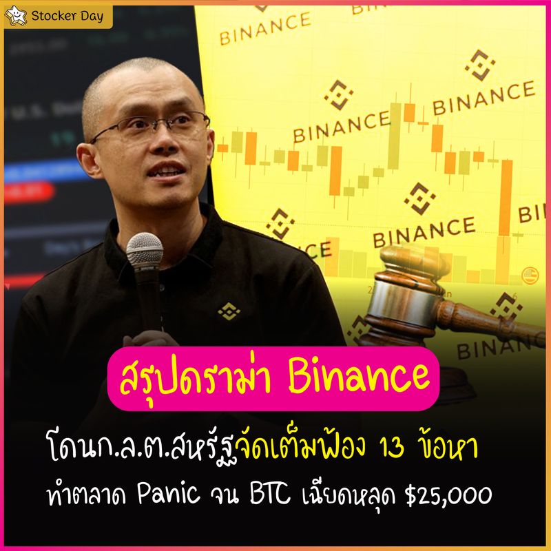 [Stocker Day] สรุปดราม่า Binance โดนก.ล.ต.สหรัฐจัดเต็มฟ้อง 13 ข้อหา ทำตลาด Panic จน BTC เฉียด ...