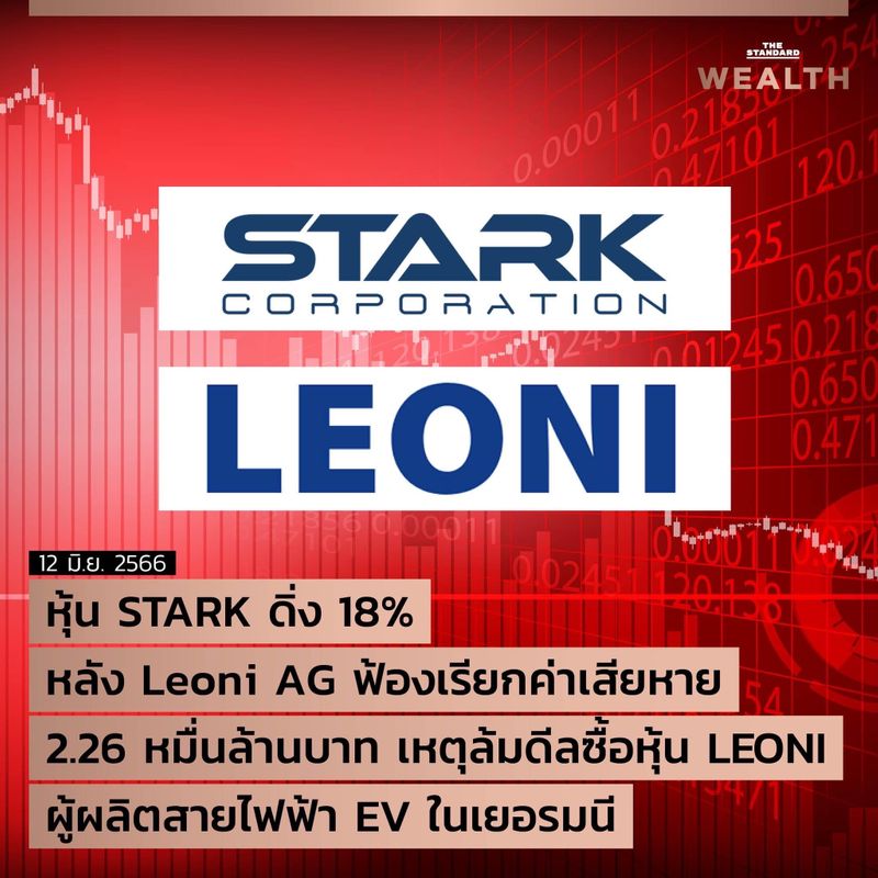 [THE STANDARD WEALTH] หุ้น STARK ดิ่ง 18% หลัง Leoni AG ฟ้องเรียกค่าเสียหาย 2.26 หมื่นล้านบาท ...