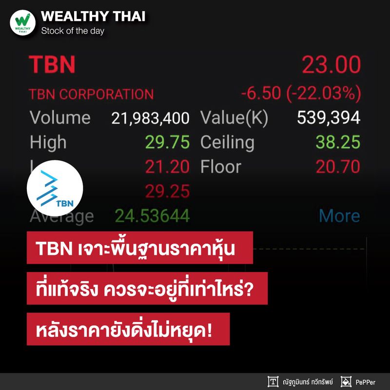 [Wealthy Thai] TBN เจาะพื้นฐานราคาหุ้น ที่แท้จริง ควรจะอยู่ที่เท่าไหร่? หลังราคายังดิ่งไม่หยุด ...