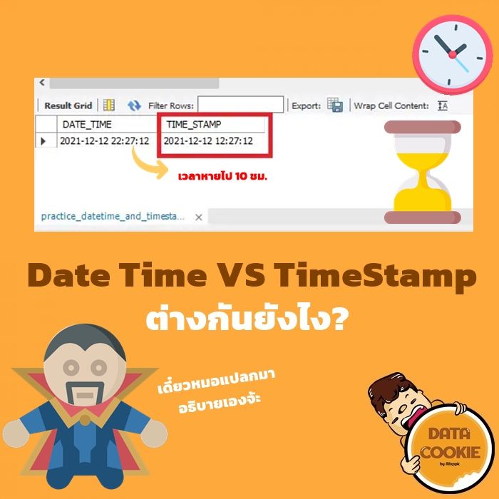 [Datacookie] DateTimeกับTimeStampต่างกันยังไง? ⏰⌛️ จะเก็บข้อมูลวันที่ในระบบ แต่มี #DataType ให้ ...