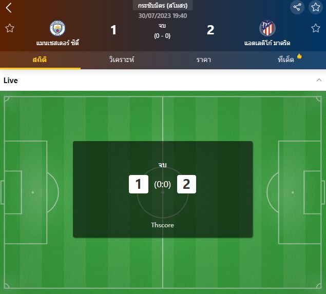 [Sagor001] #แมนฯซิตี้ 1-2 #แอตเลติโก 📍 http://thscore.mobi/?cz=1 วันอาทิตย์ที่ 30 กรกฎาคม การ ...