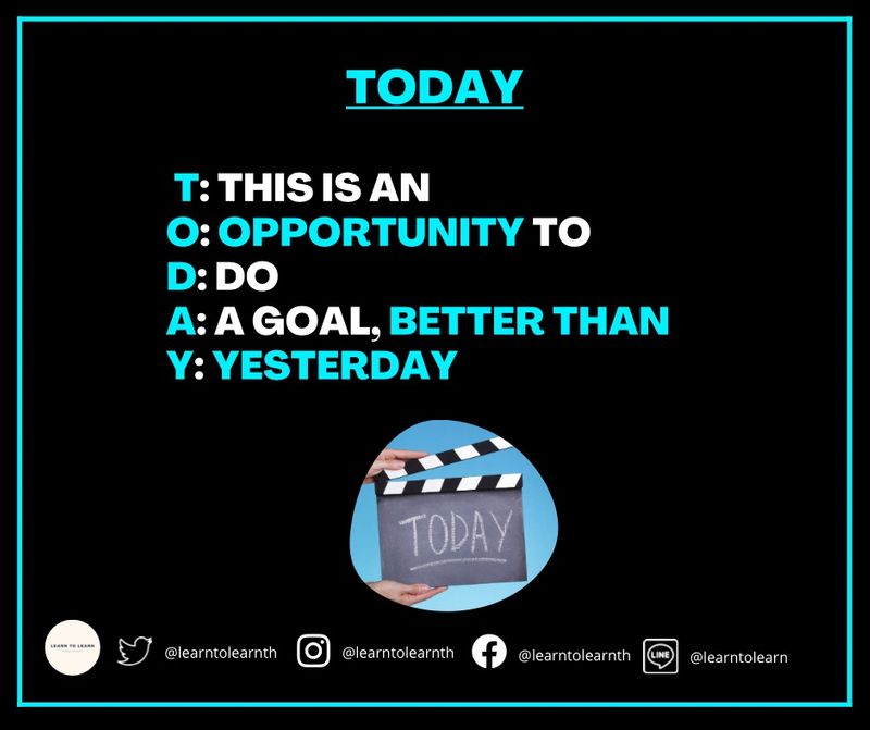 [Learn To Learn] Today Today mean This is an opportunity to do a goal ...