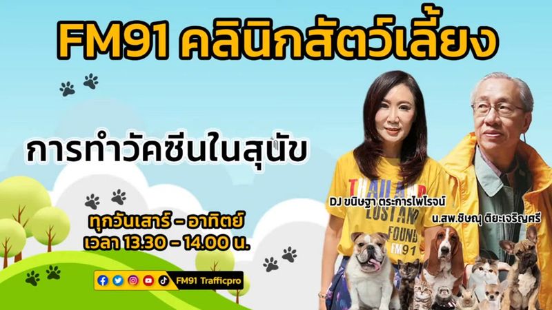 [FM91 Trafficpro] การทำวัคซีนในสุนัข : FM91 คลินิกสัตว์เลี้ยง สัมภาษณ์ นายสัตวแพทย์ชิษณุ ติยะ ...