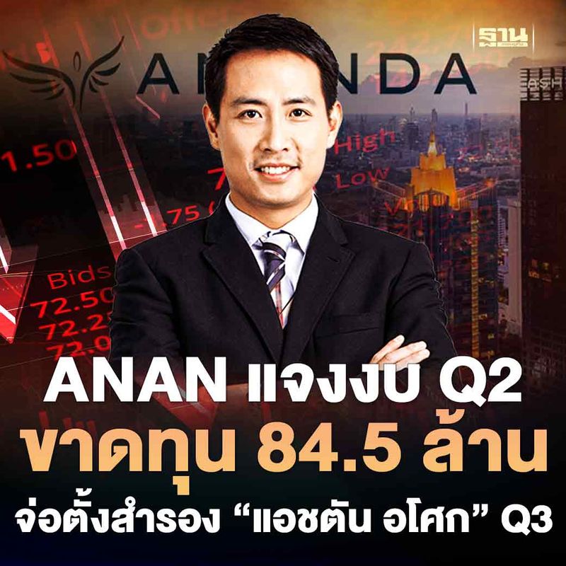 [ฐานเศรษฐกิจ_Thansettakij] ANAN แจงงบ Q2 ขาดทุน 84.5 ล้าน จ่อตั้งสำรอง"แอชตัน อโศก"Q3 บมจ.อนันดา ...
