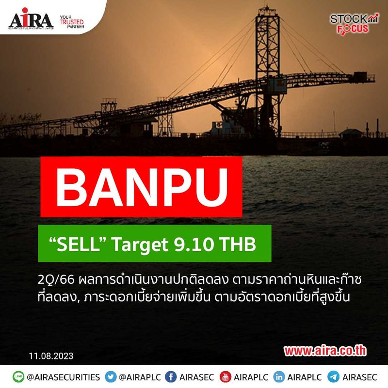 [AIRA SECURITIES] BANPU 2Q/66 ผลการดำเนินงานปกติลดลง ตามราคาถ่านหินและก๊าซที่ลดลง ...จับตาภาระ ...