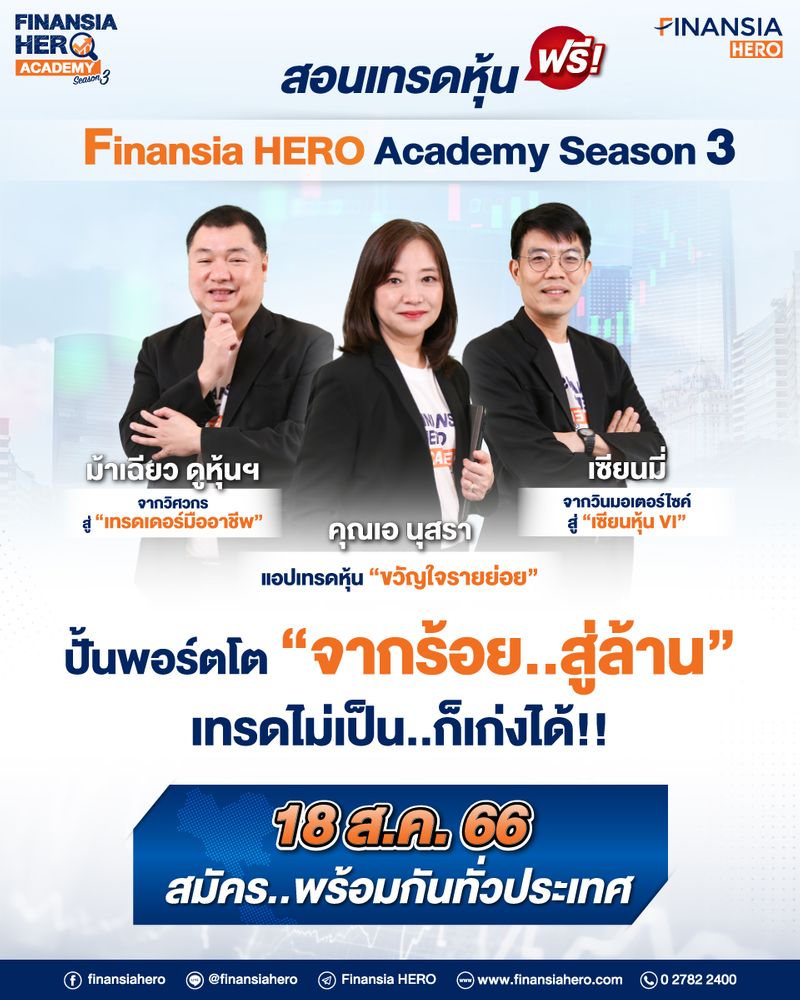 [Finansia HERO] เตรียมตัวสมัครสอนเทรดหุ้นฟรี !! ปั้นพอร์ตโต “จากร้อย..สู่ล้าน” Finansia HERO ...