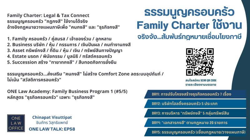 [ONE Law Academy] ธรรมนูญครอบครัว Family Charter ใช้งานจริงจัง ...