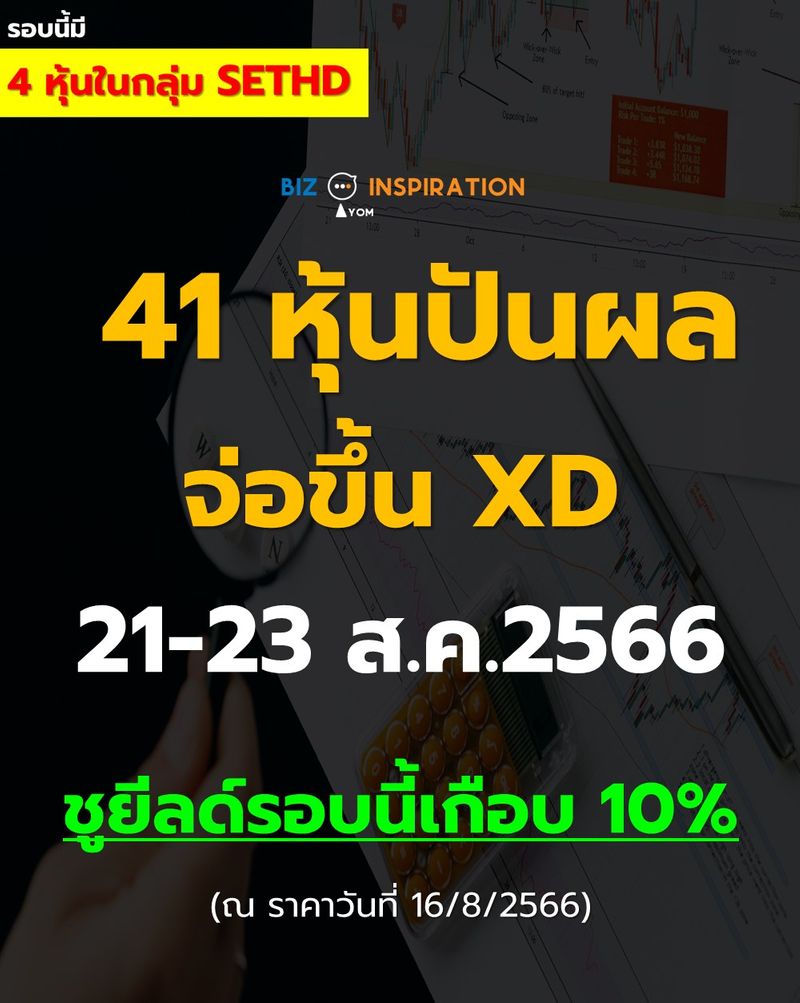 [iYom Biz + Inspiration] 41 หุ้นปันผล จ่อขึ้น XD 21-23 ส.ค.2566 ชูยีลด์ ...
