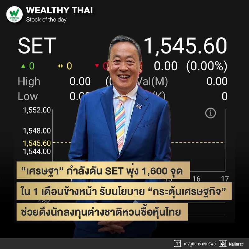 [Wealthy Thai] “เศรษฐา” กำลังดัน SET พุ่ง 1,600 จุด ใน 1 เดือนข้างหน้า รับนโยบาย “กระตุ้น ...